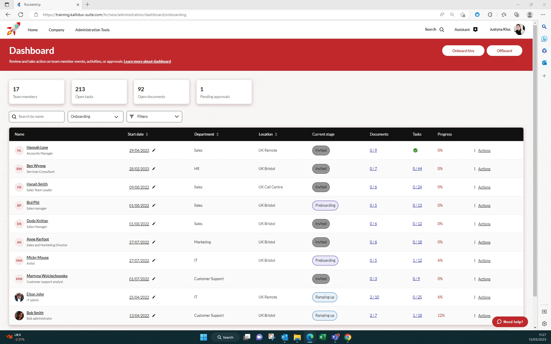 Sapling - Dashboard Views – Kallidus