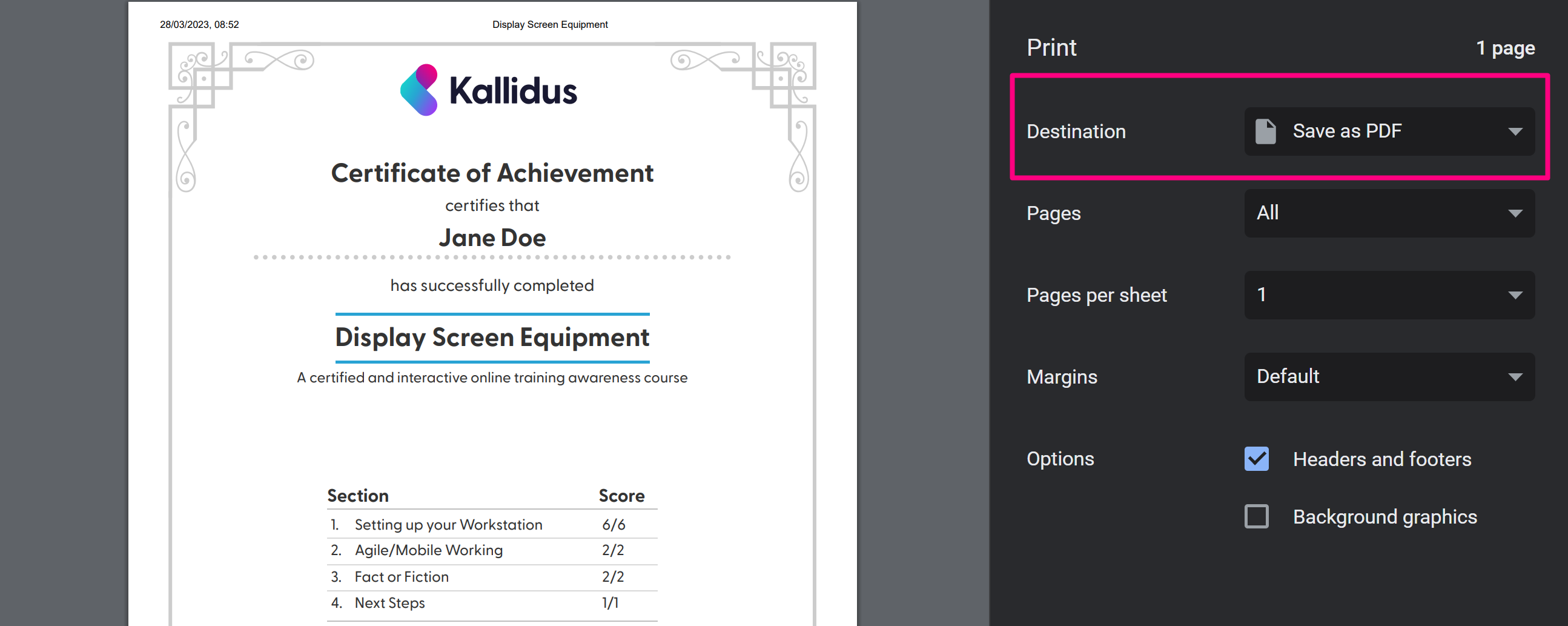 Off the Shelf - How to download certificates – Kallidus