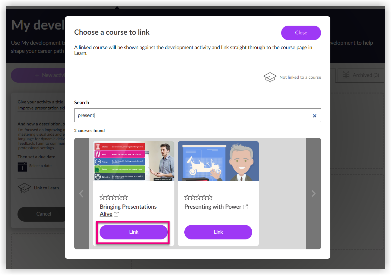 Perform - Create a Development activity (personal goal) for yourself ...