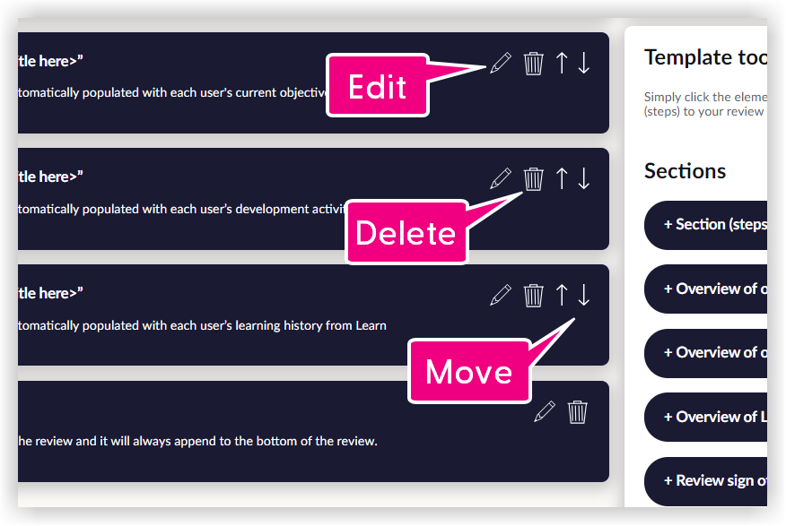 Perform - Build a review template using Sections – Kallidus