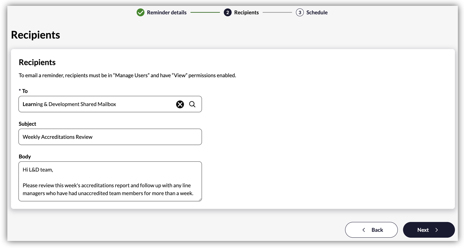 Reporting - Schedule report reminders to key stakeholders – Kallidus