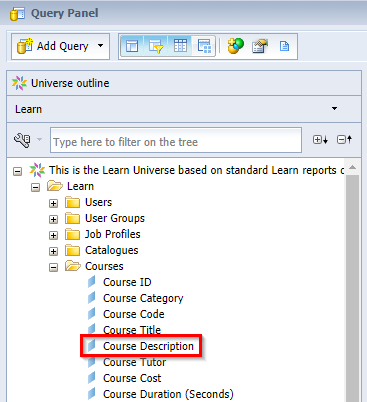 Learn - Create a Business Objects report showing all Course and Lesson descriptions – Kallidus