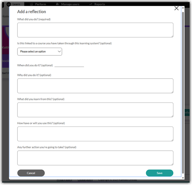 Learn - How to enable and use Reflections forms – Kallidus